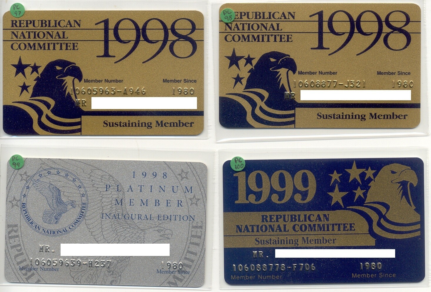 Republican Political Membership Cards - PC97-100 | eBay