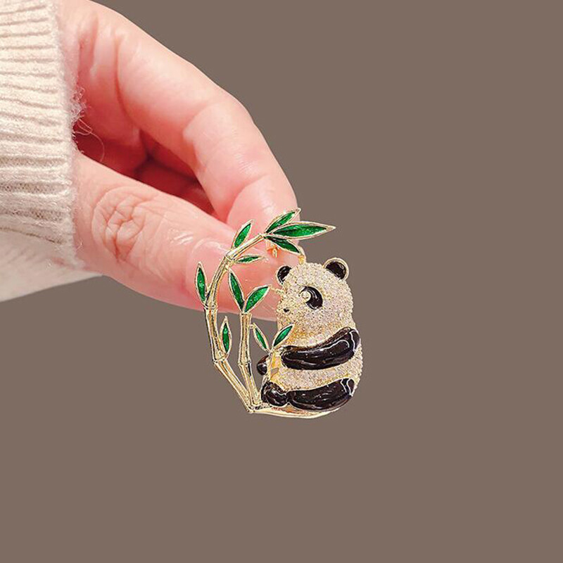 Cute Bamboo Panda Brooches For Women Fashion Badge Clothing Accessories ...