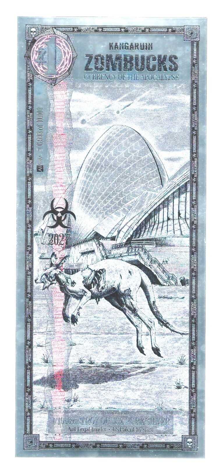 2026 1 Zombucks World Kangaruin 1/1000th Silver Note .999 SP /10000 | eBay