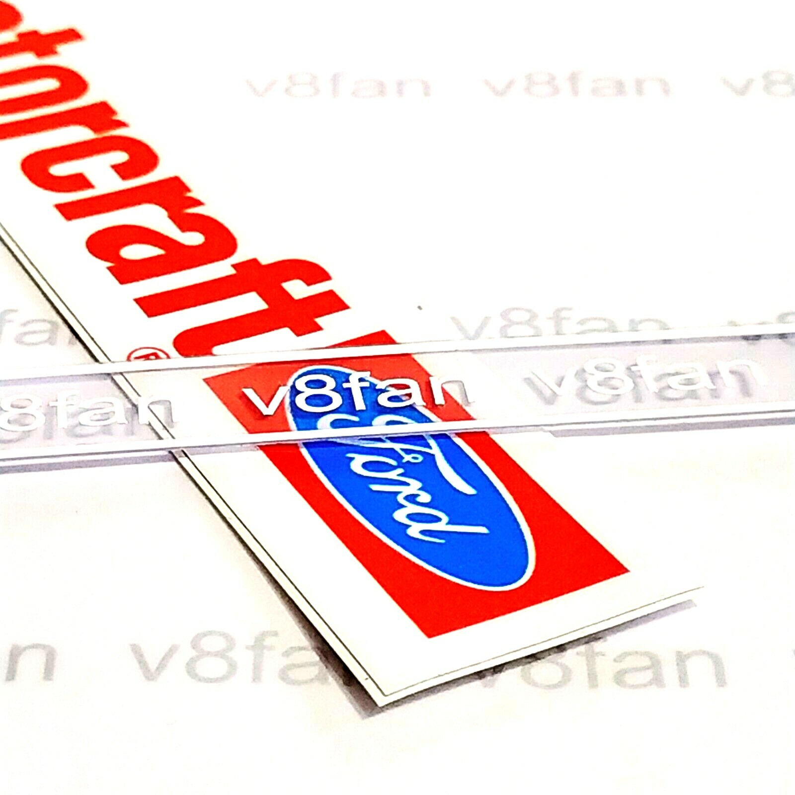 #225 SET of 6x oldschool MOTORCRAFT stickers - for classic Ford V8 ...