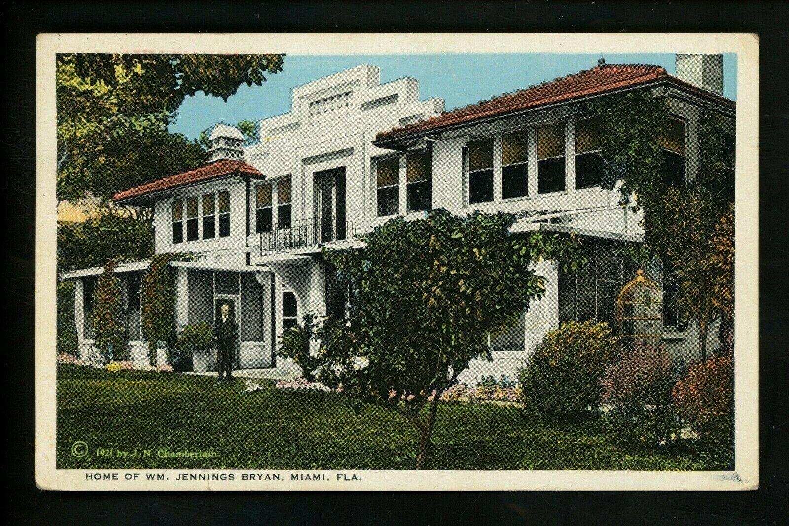 Political postcard WM Jennings Bryan home Miami, Florida FL Curt Teich ...