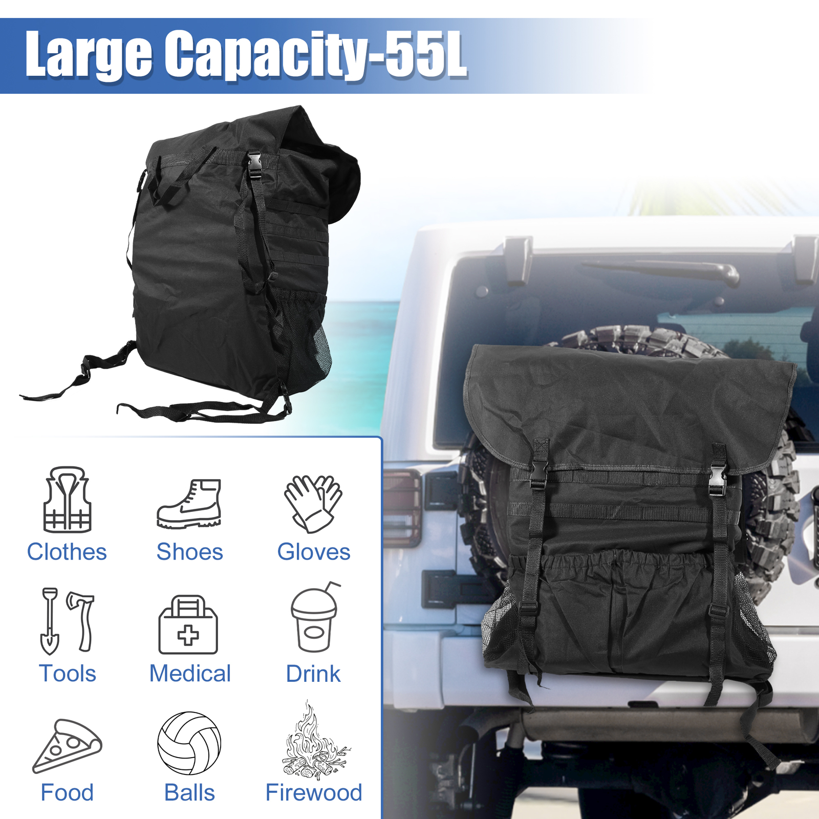 Car Spare Tire Trash Bag Outdoors Storage Bag Tailgate Trash Bag Tire ...