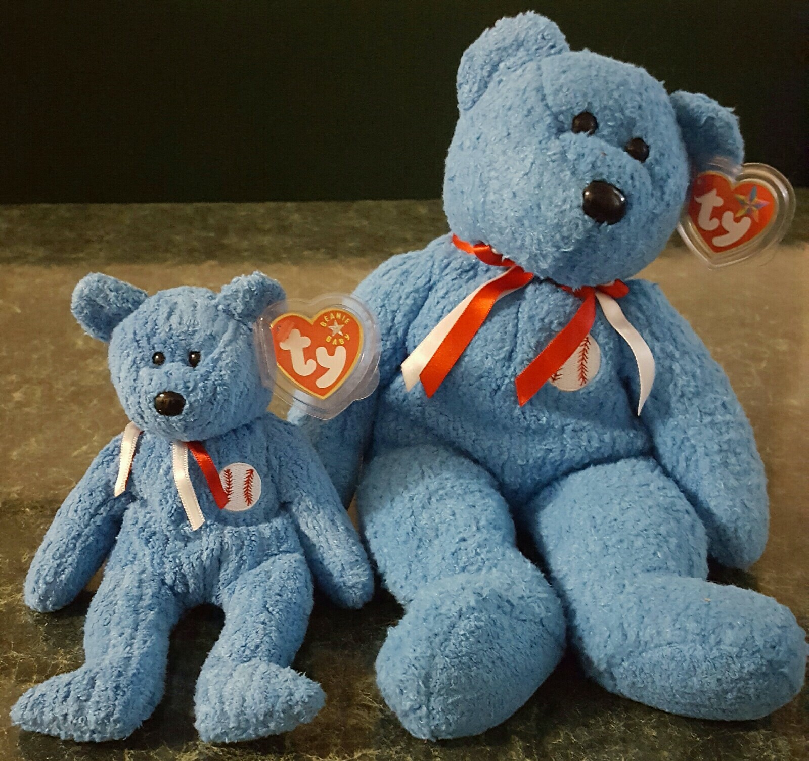 Ty Beanie Babies Baseball Bears "Addison" 1 Small + 1 Large both mint ...