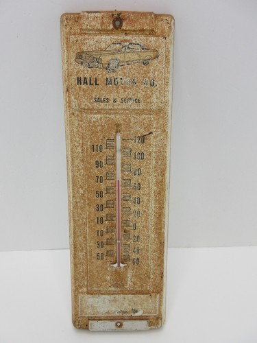 Vintage Wall Thermometer - Car Dealership Advertising - Hall Motor ...
