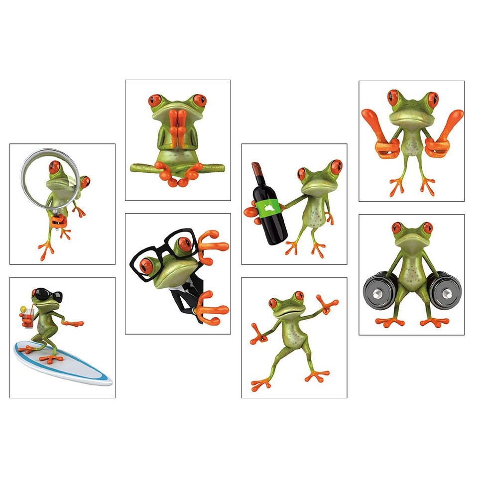 8pcs Frogs Sticker Chic Frogs Wall Decal Decorative Sticker Funny Car ...