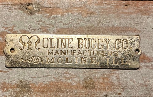 Antique Moline Manufactures Moline ILL Metal Horse Buggy, Carriage Tag ...