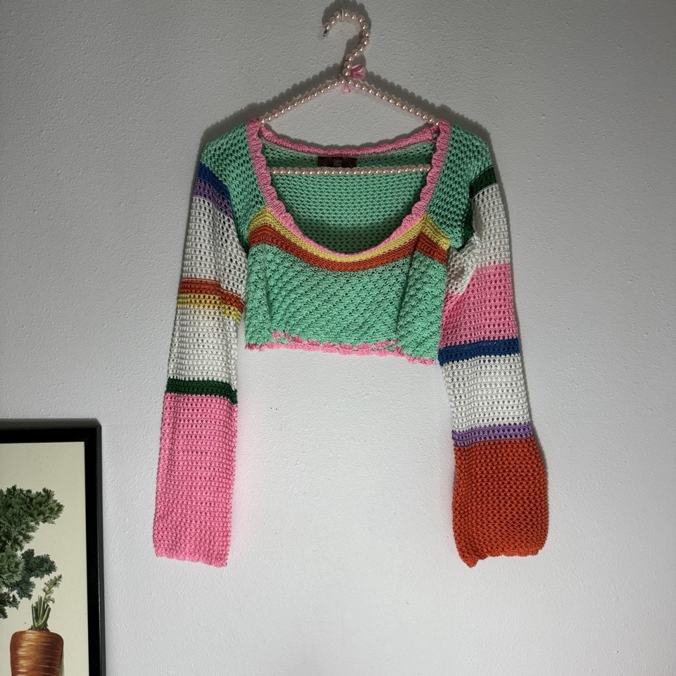 Copper Closet cropped crocheted sweater top size Medium | eBay