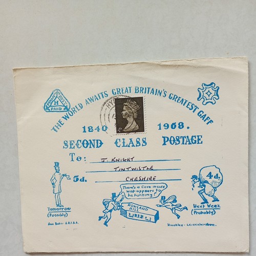 Second Class Postage 1840-1968 Advert Rowland Hill Cover 4d Stamp ...