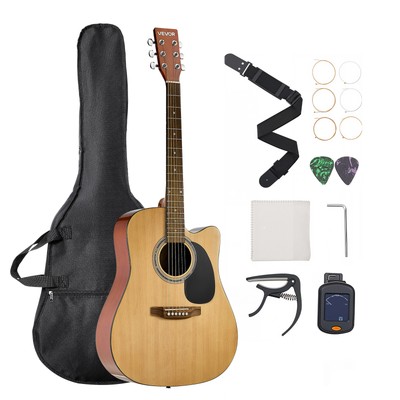 41 in Cutway Acoustic Guitar Natural Beginner Bundle with Gig Bag for ...