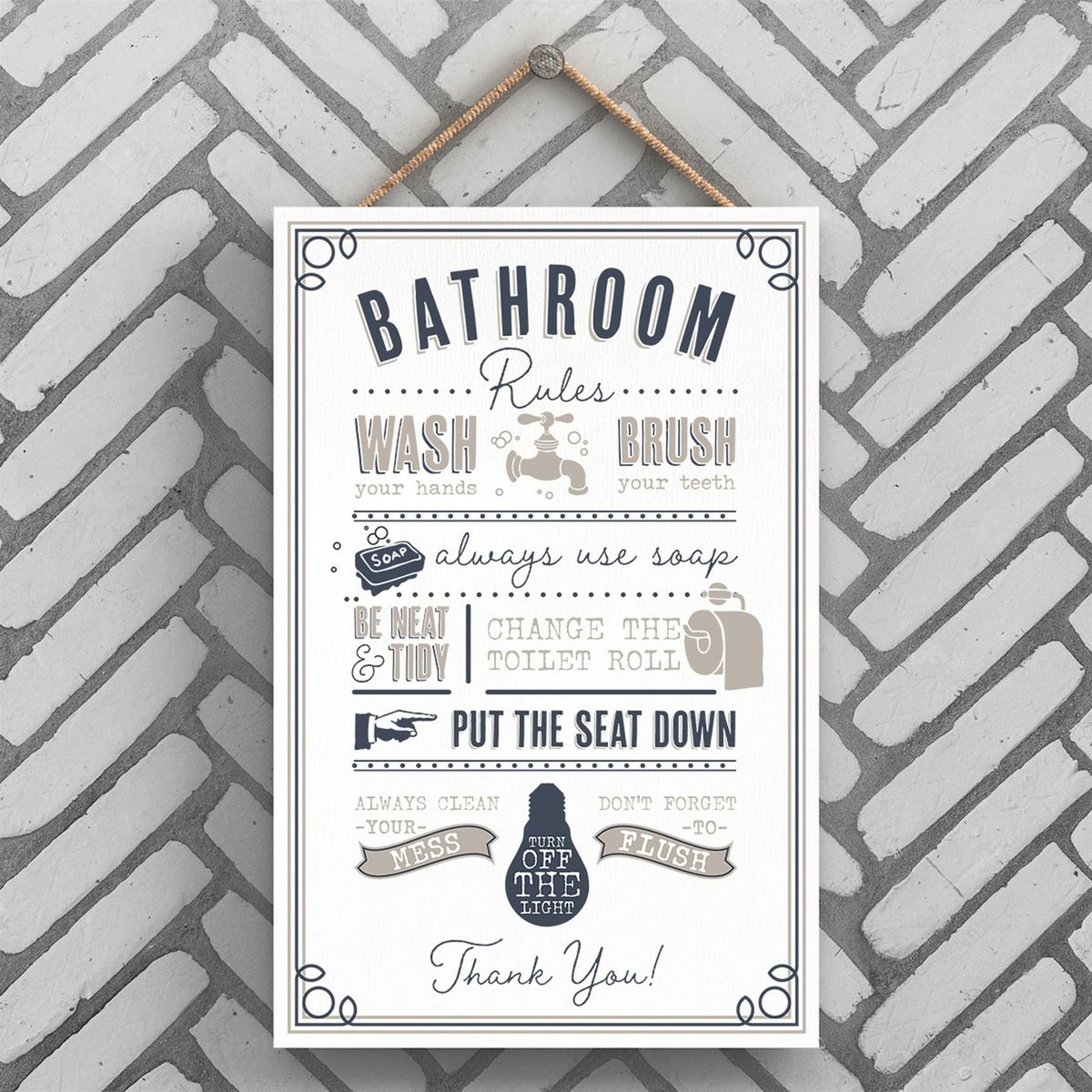 Wooden Bathroom Signs Bathroom Decorative Door Sign / Plaque Elegant