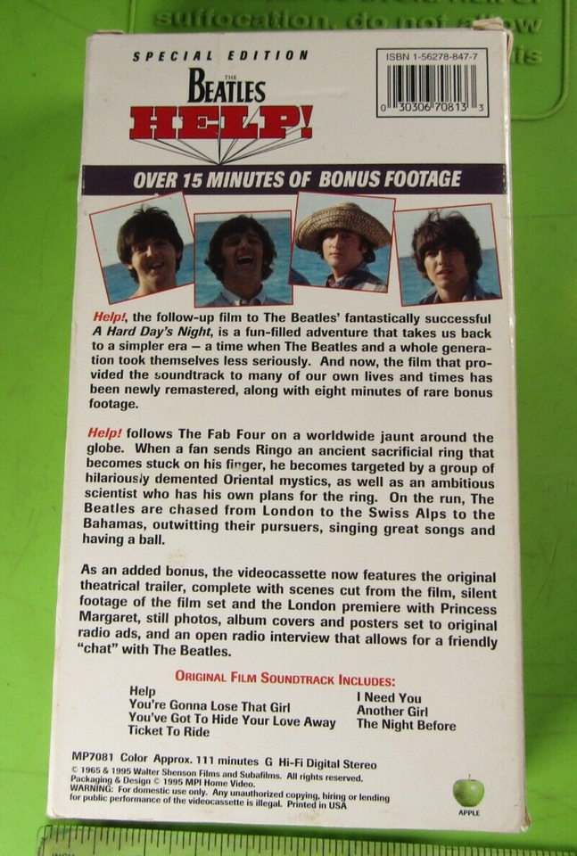 The Beatles - Help (VHS, 1995, Special Edition) Excellent Condition #16 ...