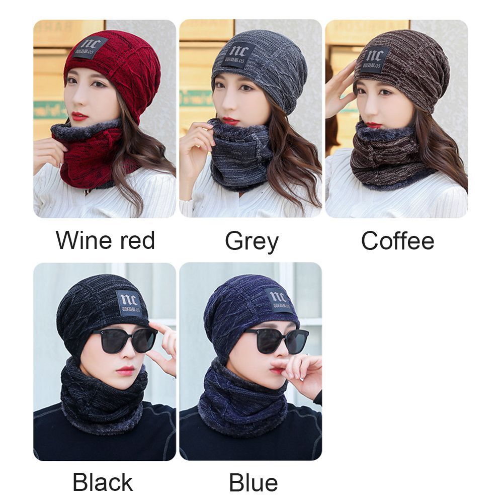 Hat Men Ladies Windproof Hat Scarf Cap and Scarf Set Beanie Hat Thickened Wool | eBay