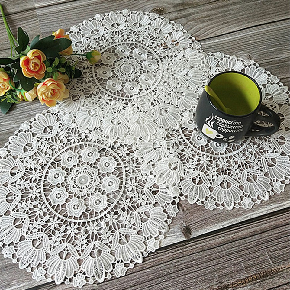 Round Lace Table Cover Floral Embroidery Guipure Party Home Decor ...