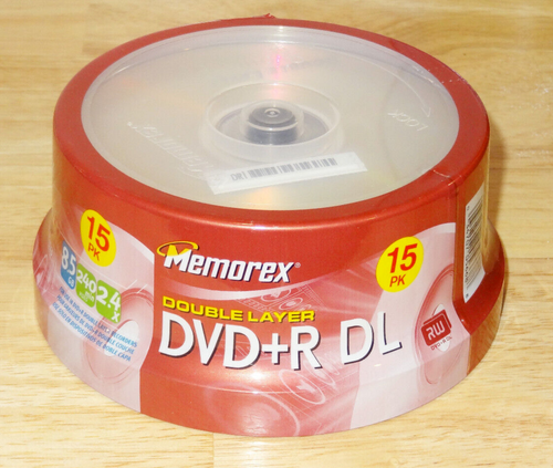 Memorex Double Layer DVD+R DL 15 pack 8.5 GB 240 Min 2.4x DVDs New FREE ...
