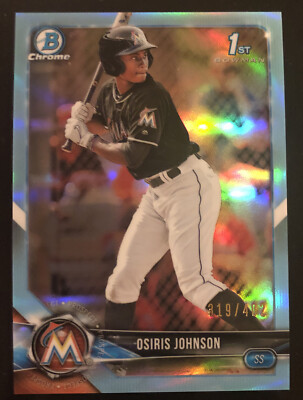 2018 Bowman Chrome OSIRIS JOHNSON 1st Sky Blue Refractor #d /402 ...