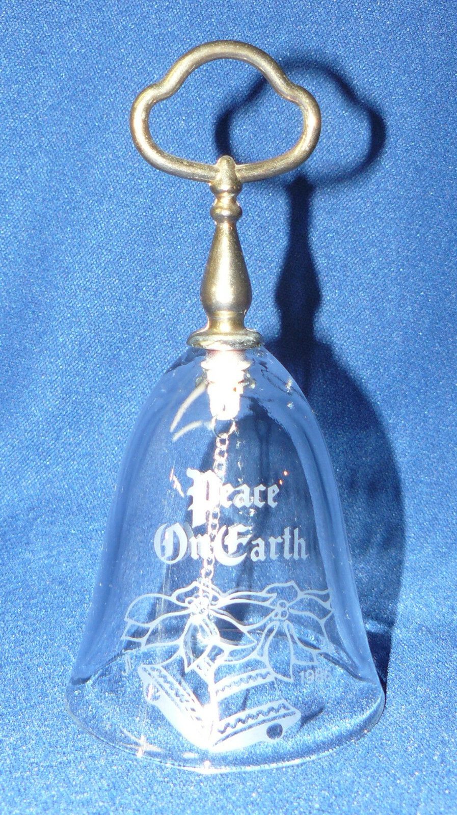 Fostoria 1986 Christmas Bell Peace on Earth with Goldtone Metal Handle ...