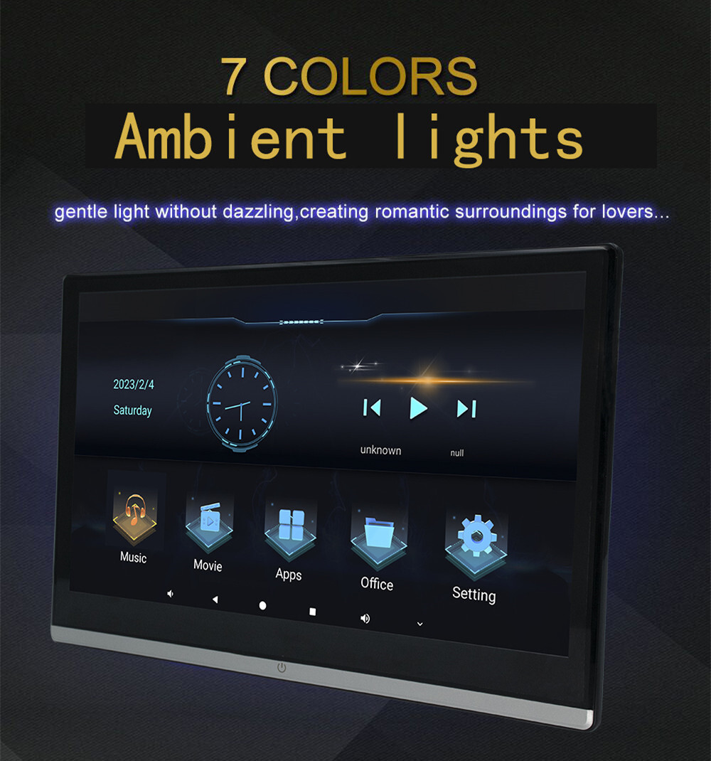 2Pcs 13.3in Car Rear Android Headrest Monitor Bluetooth Touch Screen ...