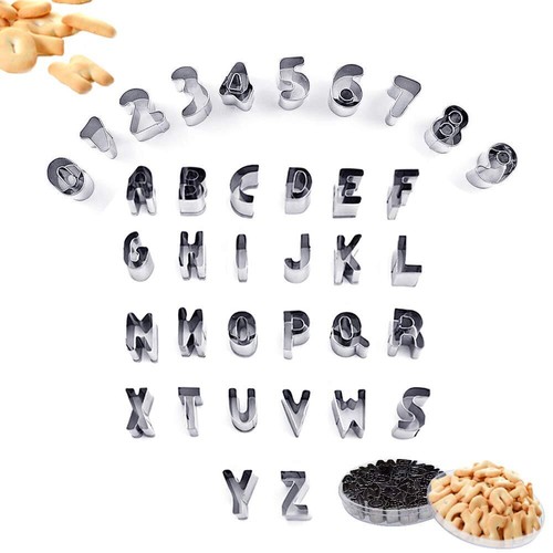 37 Pcs Mini Alphabet and Numbers Cookie Cutters Set for Fondant Biscuit ...