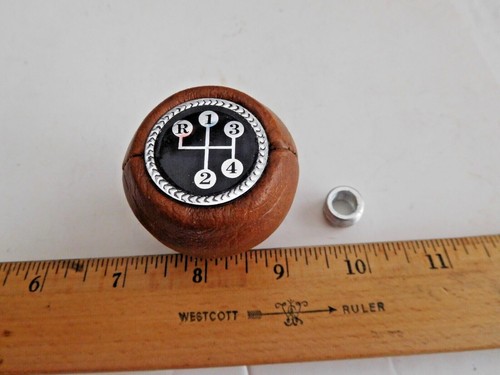 Cal Custom vintage brown leather 4 speed gear shift knob 3/8 x 16 ...