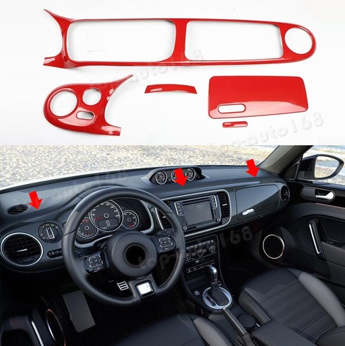 ABS Red Center Console Molding Cover Trim 5PCS For Volkswagen Beetle ...