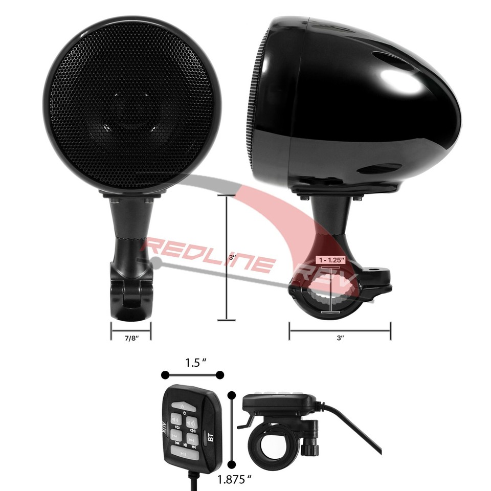 300W Bluetooth Motorcycle Handlebar Audio Amplifier Stereo Speaker ...
