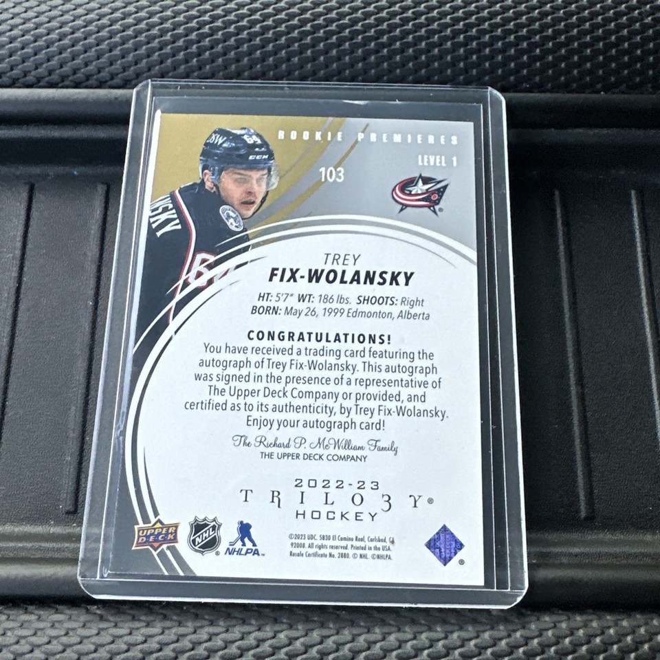 Trey Fix-Wolansky 2022-23 UD Trilogy Rookie Premieres Auto 112/449 Blue ...