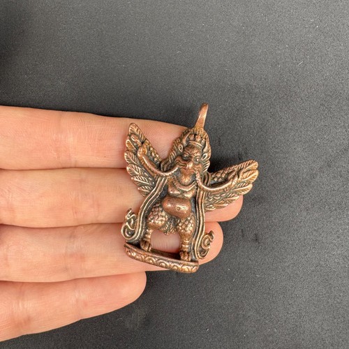 1.57" Old Chinese Tibetan Buddhist Red copper spread wings GARUDA ...