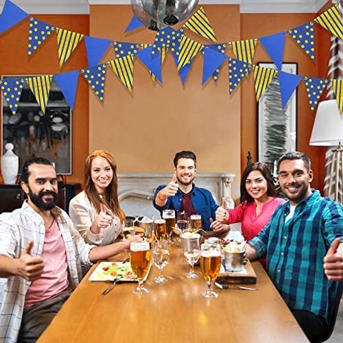 Blue Gold Glitter Triangle Pennant Banner 33FT Party Event Decoration ...