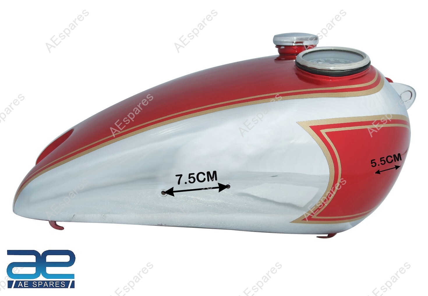 For BSA C10 C11 Cherry Painted & Chrome Petrol Tank + Replica Smiths ...