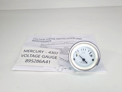 GENUINE 895286A41 Mercury Analog VOLTMETER GAUGE KIT White Face w ...