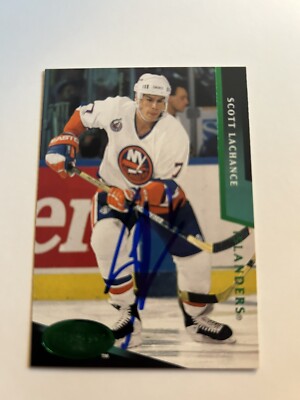 Scott Lachance Signed 93/94 Parkhurst Emerald New York Islanders Card ...
