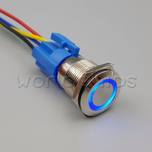 19mm 12V Waterproof Metal 5Pin ON-OFF Momentary LED Push Button Switch ...