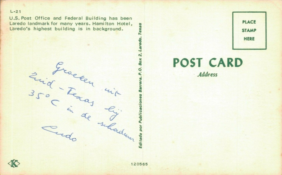 USA US Post Office and Federal Buildings Hamilton Hotel Laredo Chrome ...