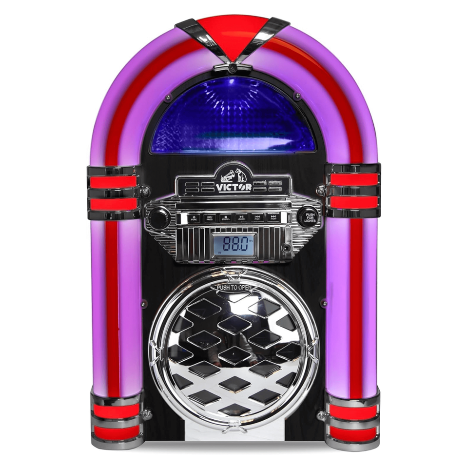 Victor Broadway II Desktop CD Jukebox with Multi-Color LED Lighting and ...