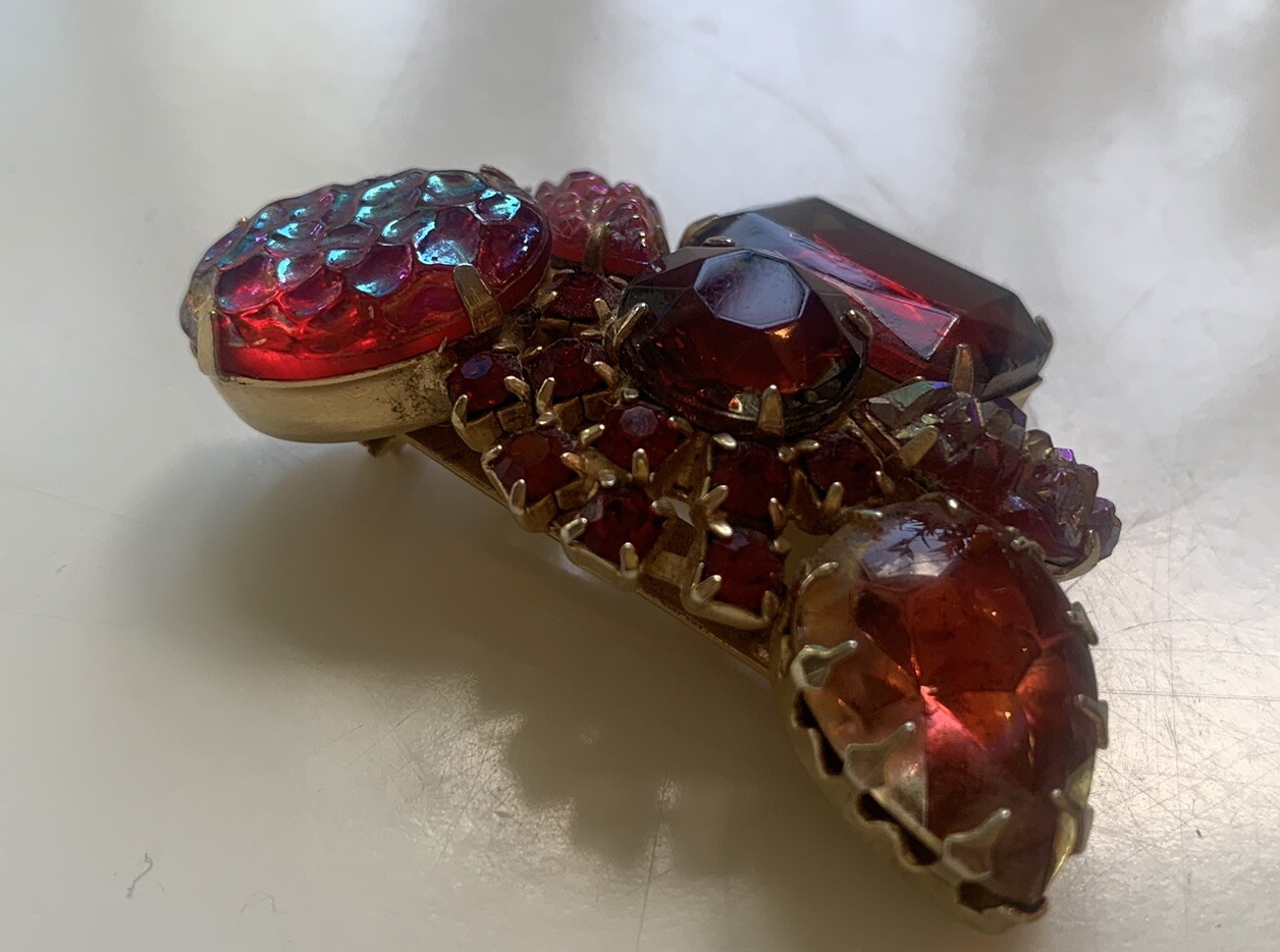 RESERVED Vintage Givre And Molded Art Glass Ruby Red Brooch GORGEOUS | eBay