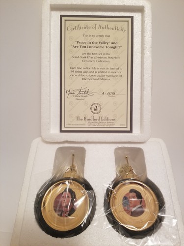 Bradford Edition Solid Gold Elvis Heirloom Porcelain Ornaments, Peace ...
