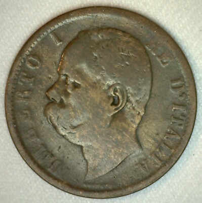 1894 R Italy Copper 10 Centesimi Coin Fine Italian Copper 10 Cents | eBay