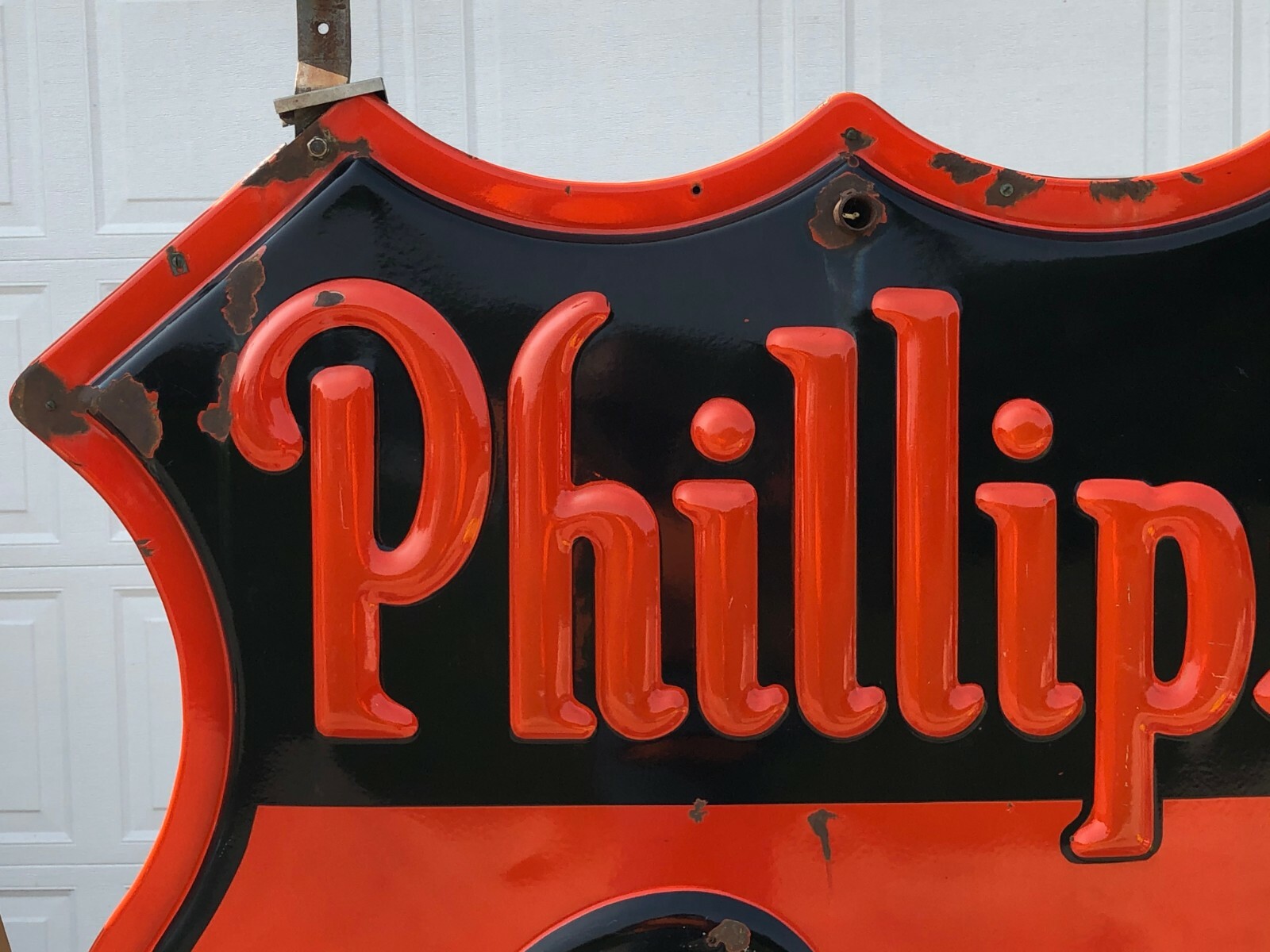 RARE ORIGINAL Vintage PHILLIPS 66 Double Sided PORCELAIN NEON Sign Gas ...
