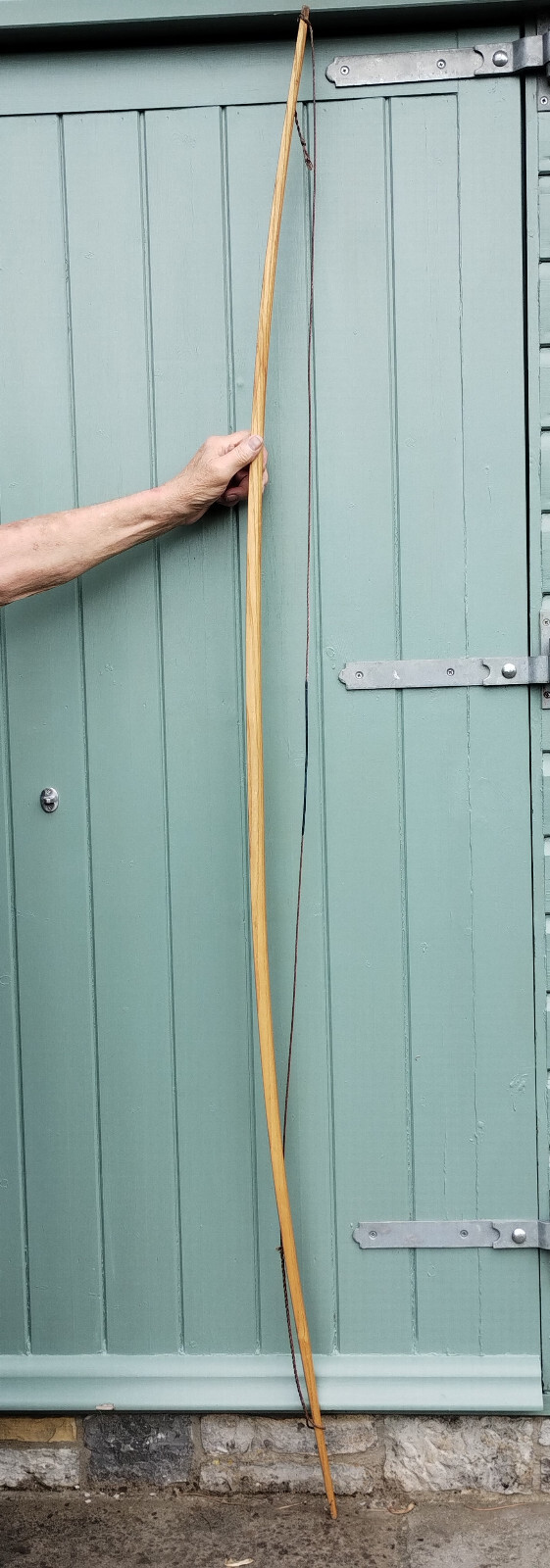 English Ash Longbow. Single piece of wood (self bow) with oiled finish ...