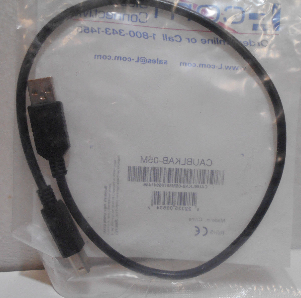 L-Com USB Cable Type A - B Cable, 0.5m CAUBLKAB-05M | eBay