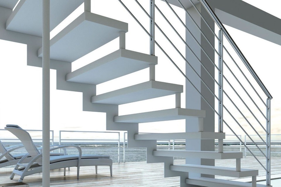 Indoor Straight Winder Staircase Stairs Kit One Side Z-Shape Steel ...