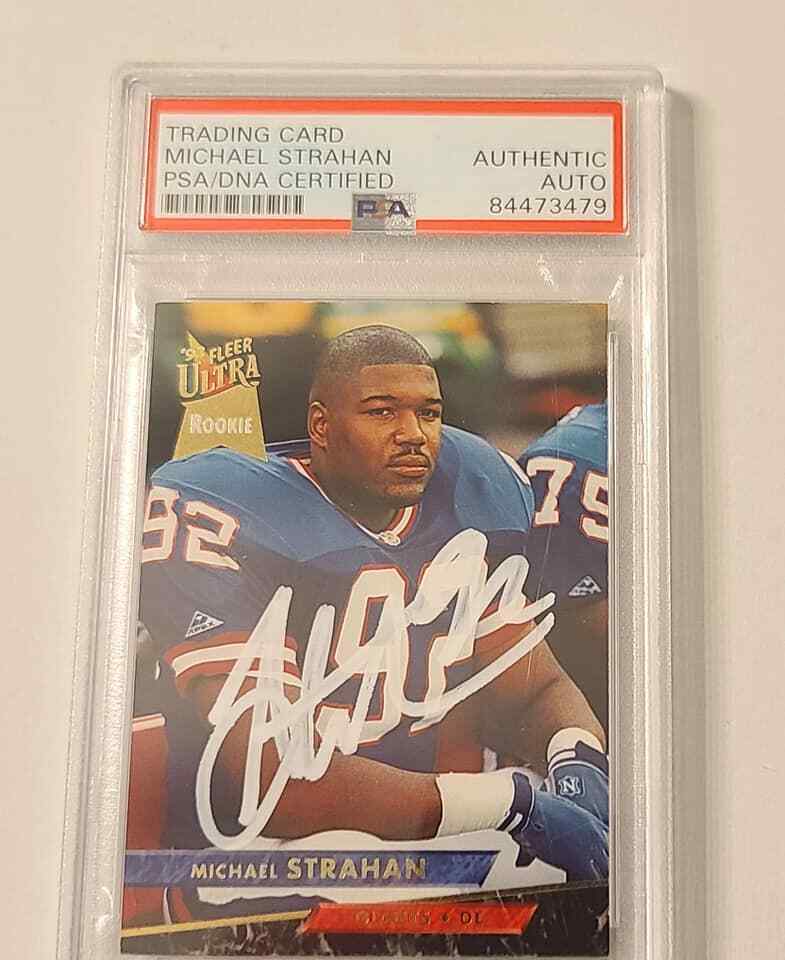 1993 ULTRA #331 MICHAEL STRAHAN SIGNED AUTOGRAPH ROOKIE CARD HOF PSA ...