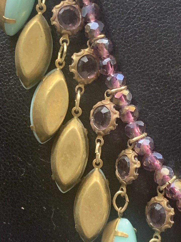 SERAFINA Anthropologie Purple Crystal Glass Bead Dangle Turquoise ...