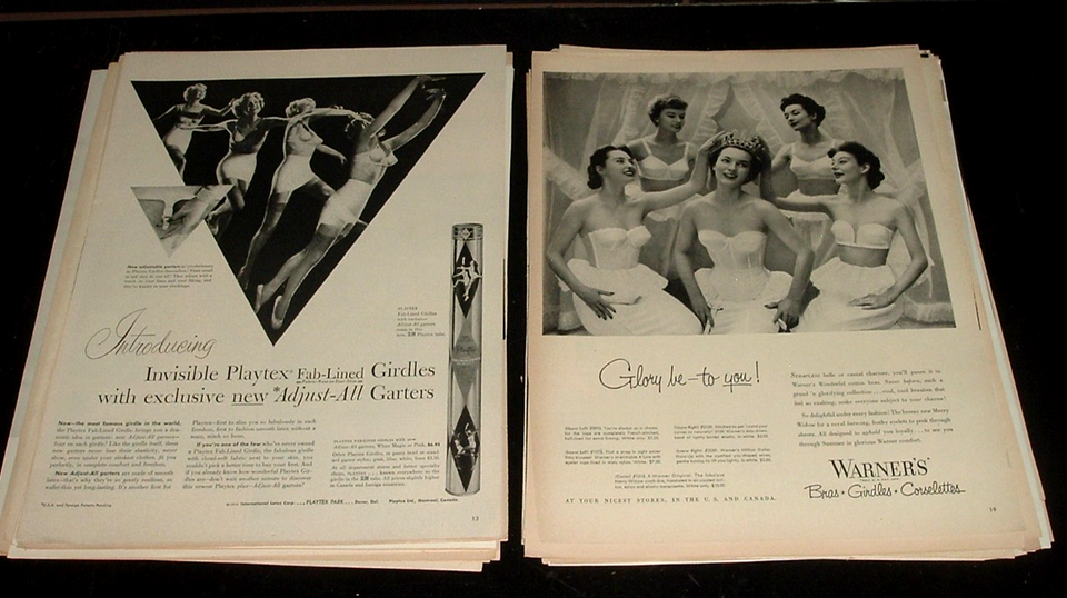 LQQK 50 vintage 1940s-60s FULL PAGE LADIES UNDERWEAR PRINT ADS, bras ...