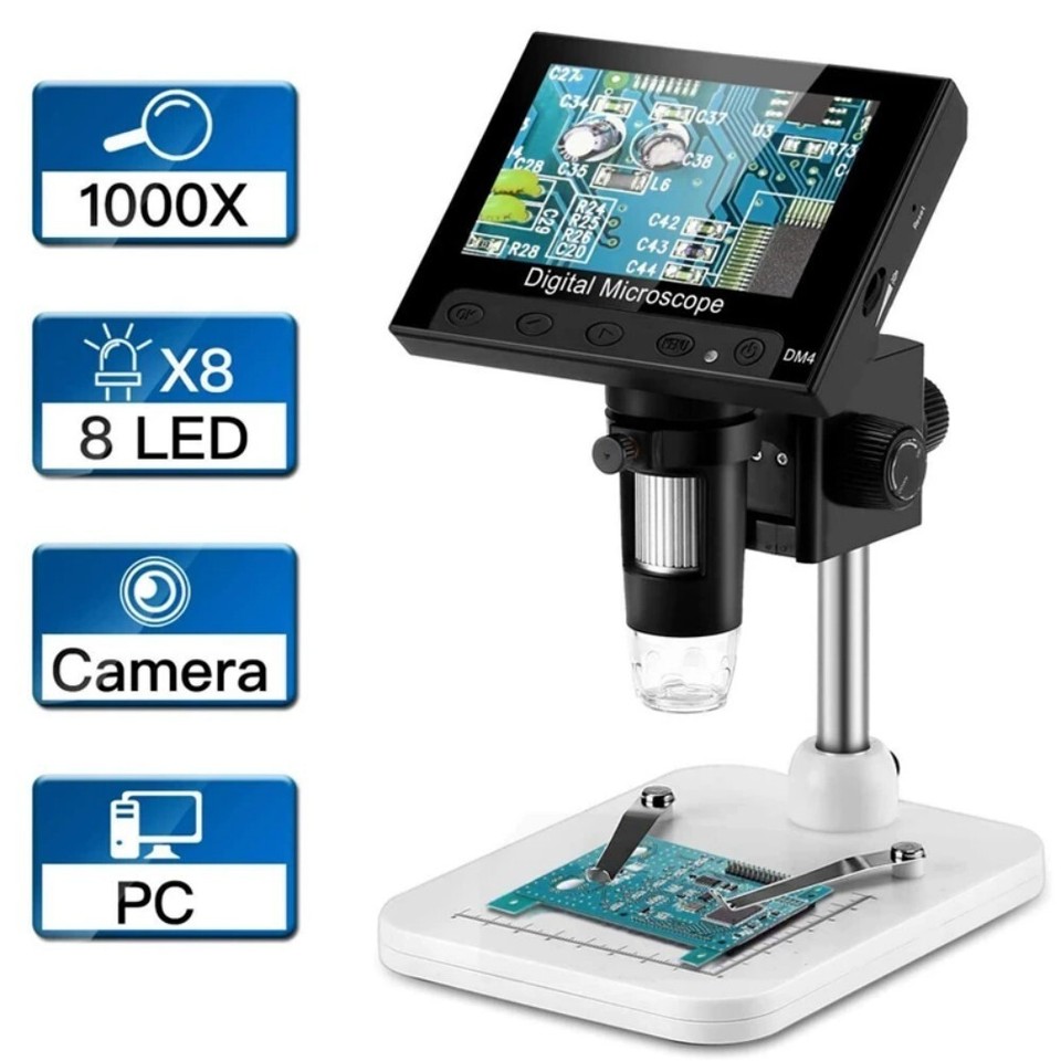 Elikliv 1000X Digital Microscope 4.3'' LCD Screen PCB Repair Coin ...