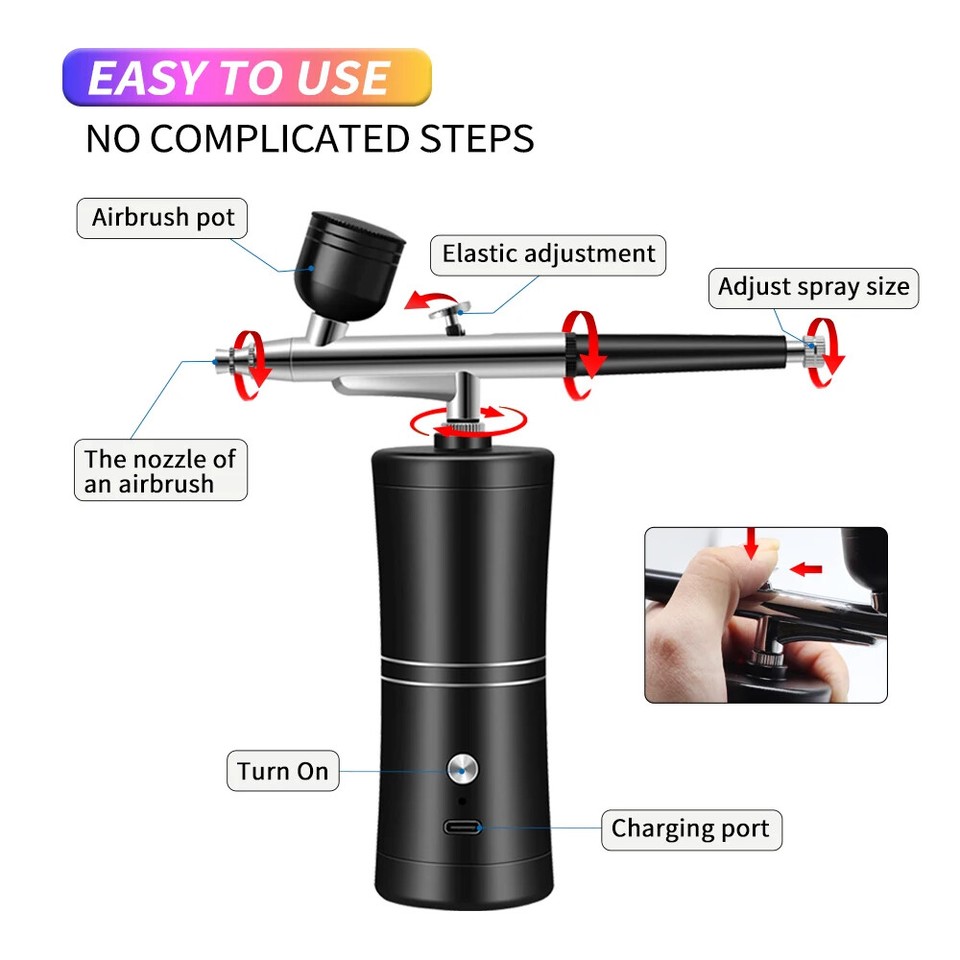Cordless Airbrush Set Spray Pump Gen Pen Air Compressor Kit Portable ...