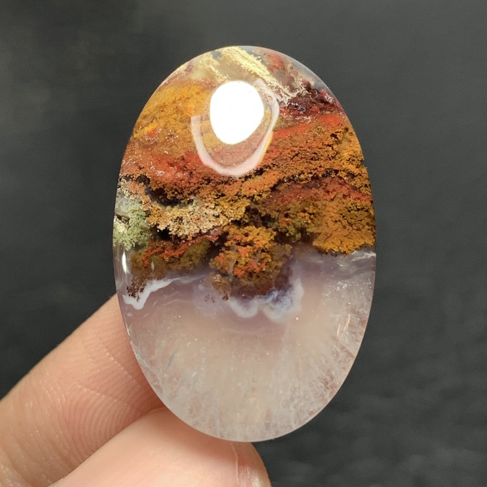Scenic Moss Agate Cabochon 27x18x7mm High Quality 25 ct | eBay