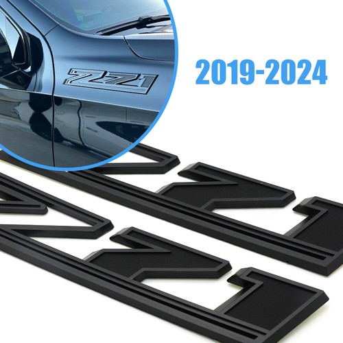 2pc 2019-2024 For Silverado Z71 Emblem Fender Side Letters Badge Black ...