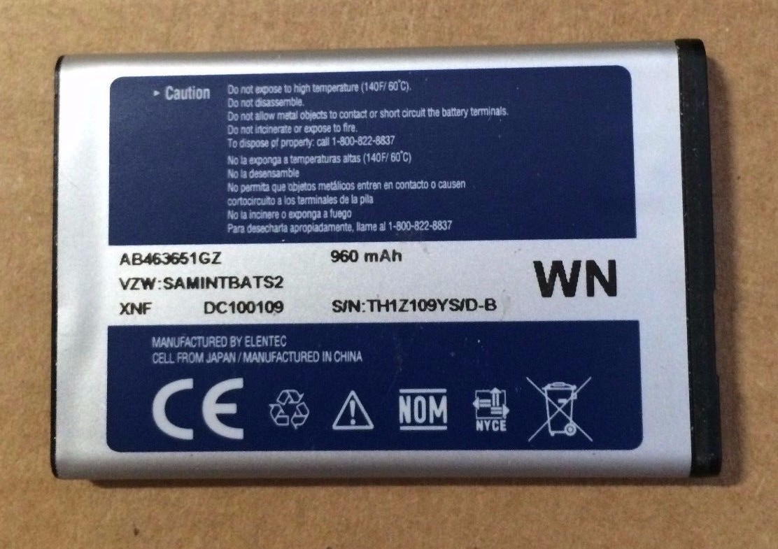 LOT OF 100 OEM SAMSUNG AB463651GZ BATTERIES FOR SAMSUNG U960 U450 ...