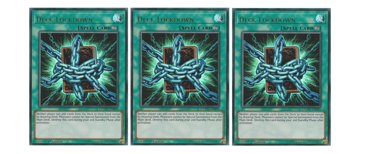 3X DECK LOCKDOWN 3X *** PLAYSET 1ST EDITION ULTRA RARE DUOV-EN090 ...